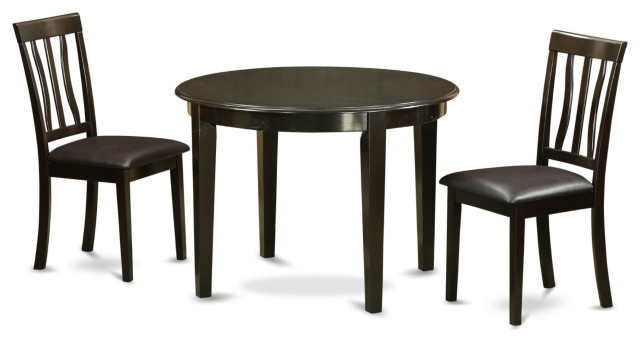 3-Piece Kitchen Table Set, Small Round Table and 2 Kitchen Chairs ...