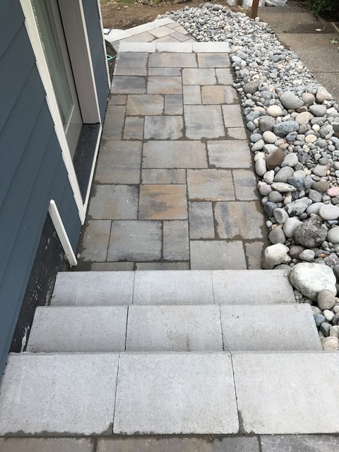 Corner Lot Block Wall & Wrap around stairs/landings/stone pathway ...