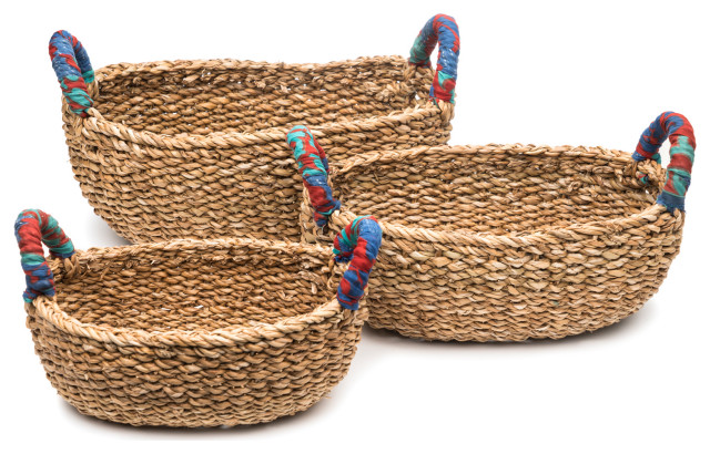 Harvest storage baskets Set of 3 hand woven, assorted - Tropical ...