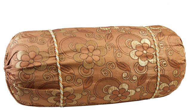 Natural Geo Peach Orange Gao Takiya Bolster Pillow, Set of 2, 28x11x11 ...