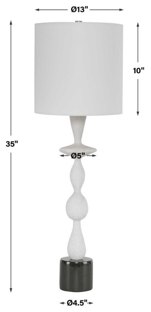 Elegant Minimalist Faux Marble Curvy Table Lamp 35 in Tall Slim White ...