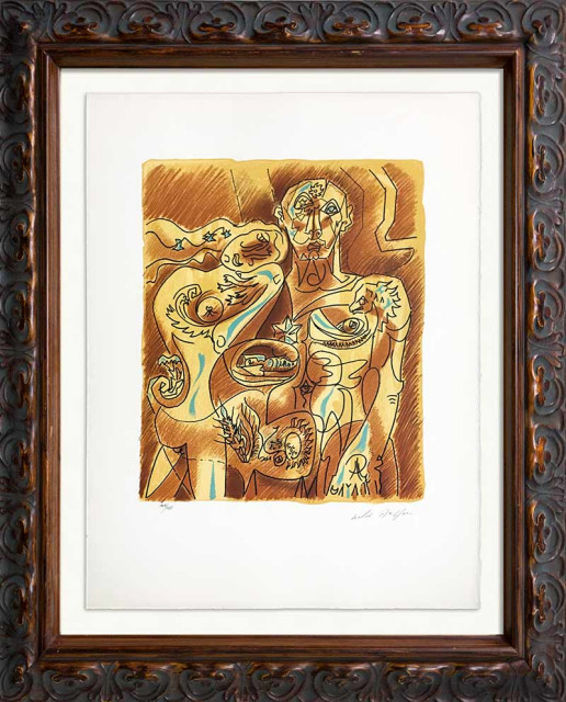 Andre MASSON Lithograph HAND SIGNED on Arches ORIGINAL *Couple w/Frame ...