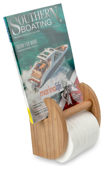 Traditional Solid Teak Magazine and Toilet Paper Holder - Transitional ...