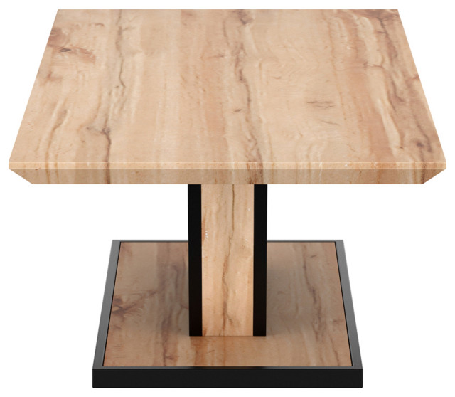 Modern MDF/Metal Rectangular Coffee Table, Natural/Black - Transitional ...