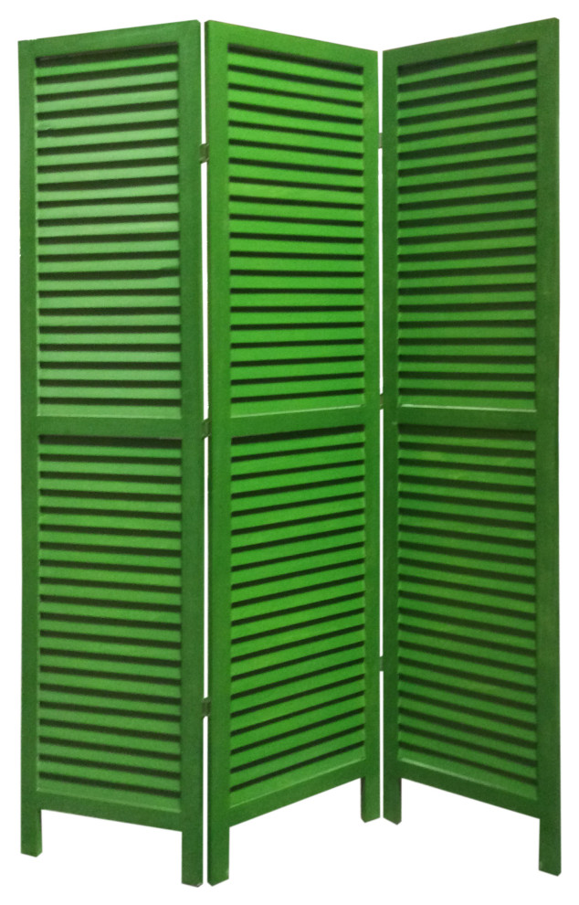 Benzara BM205394 3 Panel Foldable Wooden Shutter Screen with Straight ...