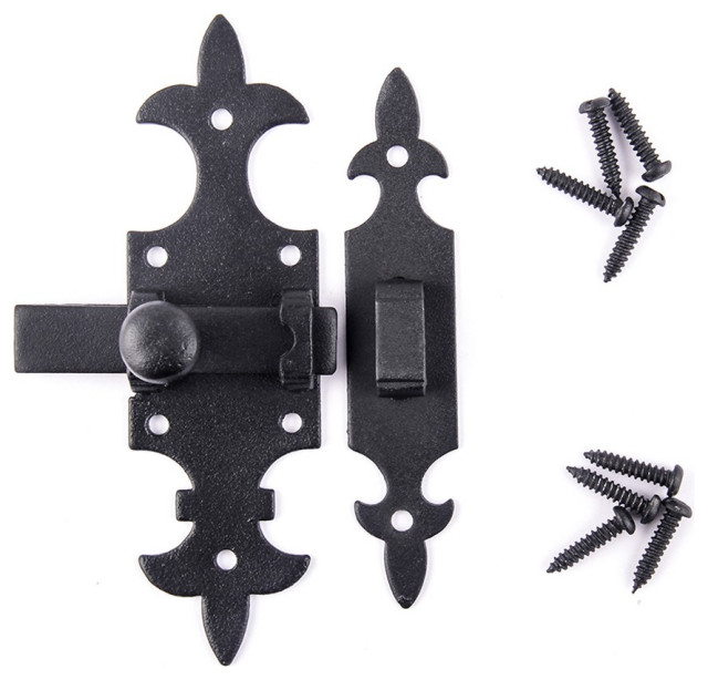Black Cabinet Door Slide Latch Wrought Iron Slide Bolt Lock Renovators ...