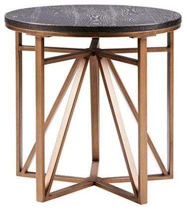Madison Park Madison Antique Bronze Base Distressed Wood Top Coffee ...