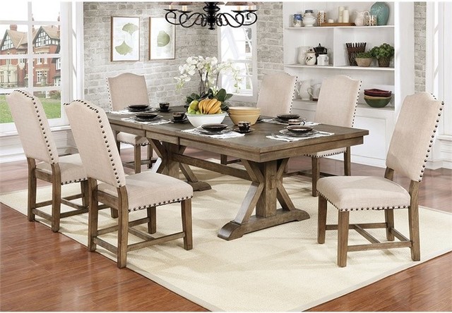 Furniture of America Kora Rustic Wood Extendable Dining Table in Rustic ...
