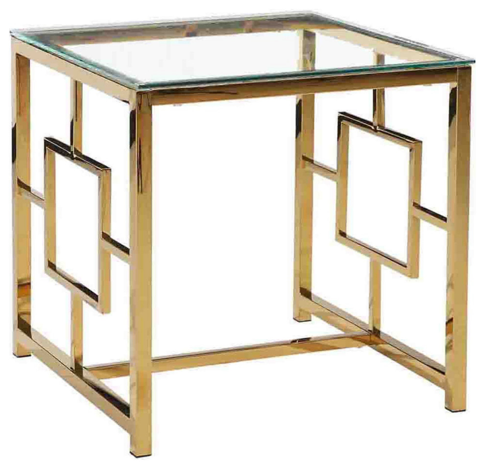 Gold Metal/Glass Accent Table, Kd - Contemporary - Side Tables And End ...