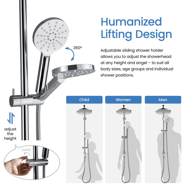 Circular Shower Column With Dual Function Shower Head, With Rough in ...