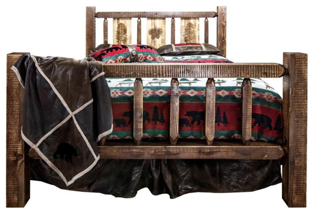 Montana Woodworks Homestead Wood Full Bed with Pine Tree Design in ...