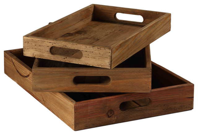 Bare Decor Carter Nesting 3 Piece Tray Set - Transitional - Serving ...