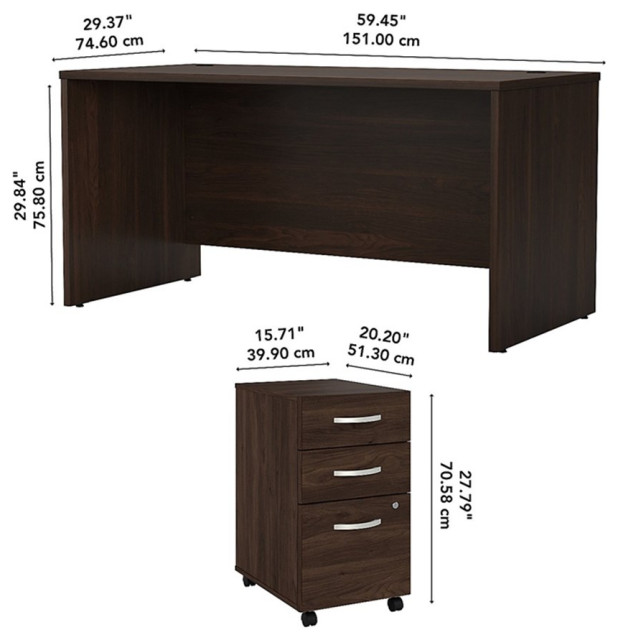 Studio C 60W x 30D Office Desk with Drawers in Modern Hickory ...