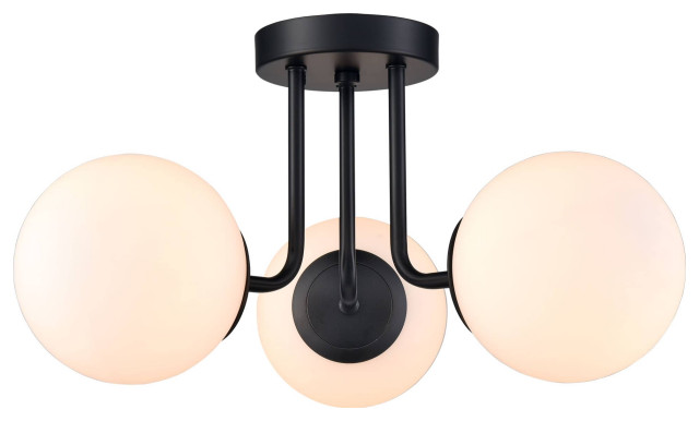 Globe Semi Flush Mount Ceiling Light Fixture, 3-Light - Contemporary ...