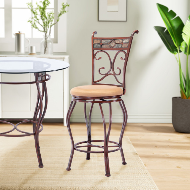 Boraam Beau Metal Counter Height Stool - Mediterranean - Bar Stools And ...