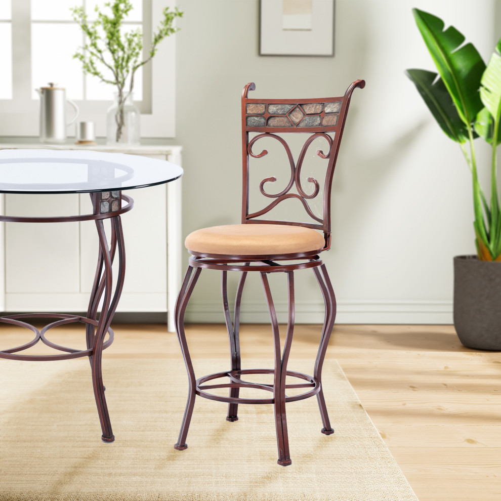 Boraam Beau Metal Counter Height Stool - Mediterranean - Bar Stools And ...