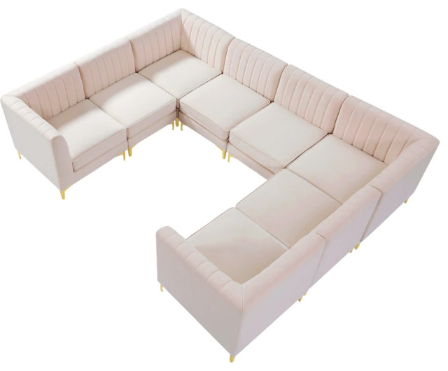 Lovely Velvet Modular Sectional Pink - Midcentury - Sectional Sofas ...
