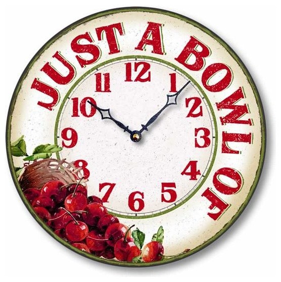 Vintage-Style Casual Kitchen Cherries Clock - Eclectic - Wall Clocks ...