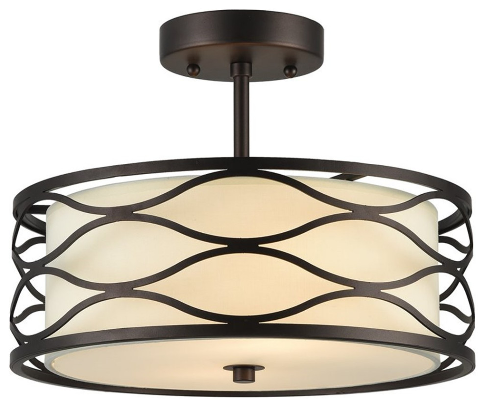 CHLOE Gwen 2 Light Rubbed Bronze Semi-flush Ceiling Fixture 13" Wide, 2 ...