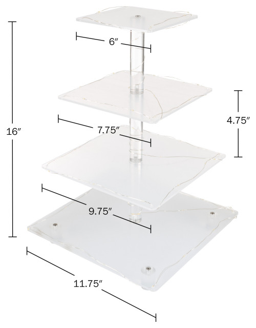 4-Tier Cupcake Stand Square Acrylic Display Stand With LED Lights ...