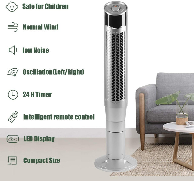 Tower Fan,Oscillating Fan Quiet Cooling Powerful Standing 3 Wind Modes ...