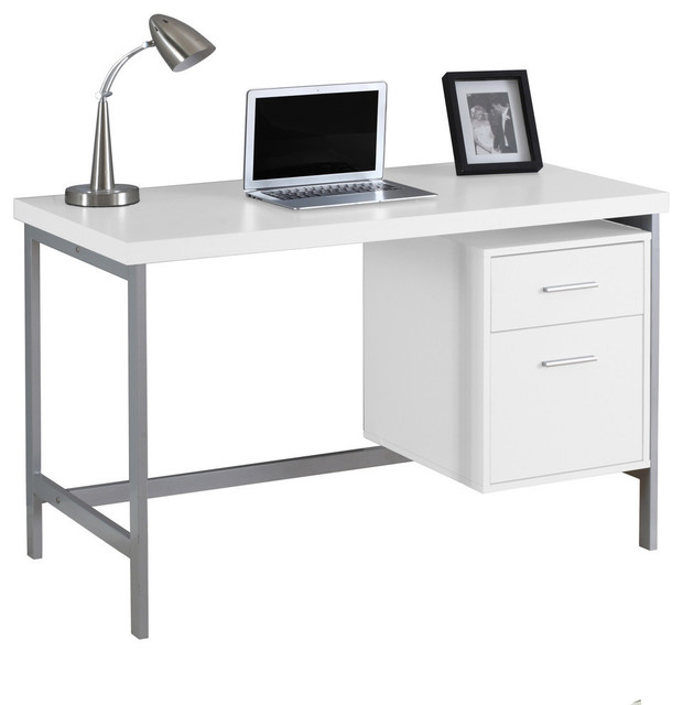 Computer Desk - 48"L / White / Silver Metal - Contemporary - Desks And ...