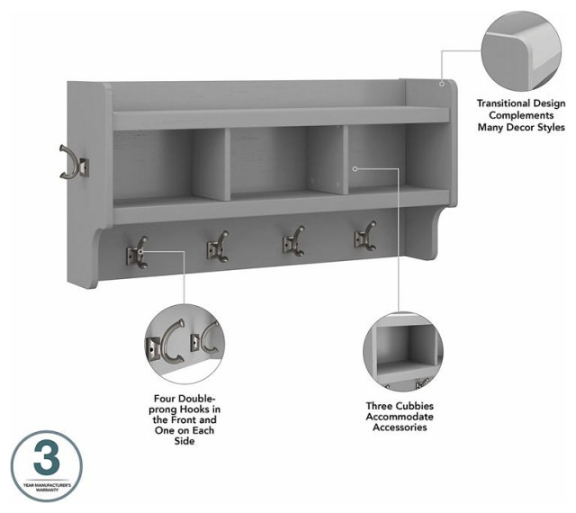 Woodland 40W Wall Mounted Coat Rack in Cape Cod Gray - Engineered Wood ...