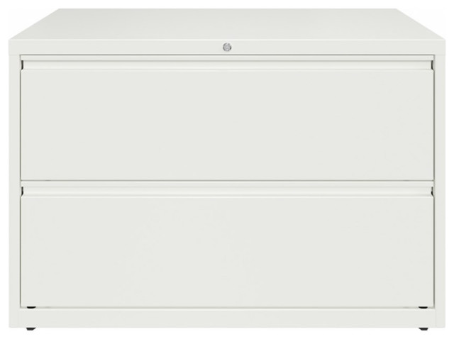 Pemberly Row 42" 2-Drawer Modern Metal Lateral File Cabinet in White ...