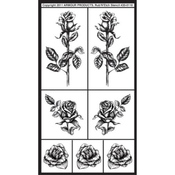 Armour Rub N Etch Stencil, Detailed Roses, 5 x 8" sheet - Traditional ...