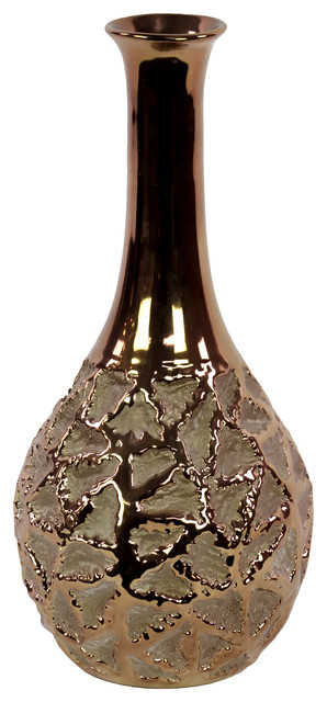 Gold Ceramic Vase With Crumpled Design - Transitional - Vases - by ...