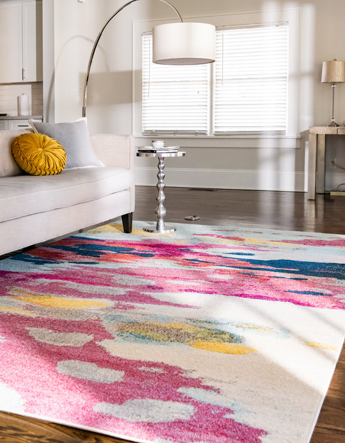 Unique Loom Pink Estrella Laurnell 9' 0 x 12' 0 Area Rug - Contemporary ...