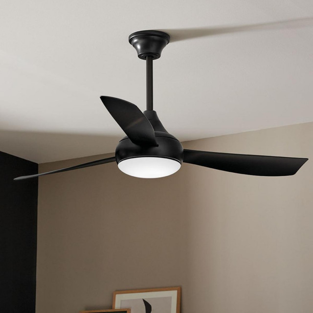 Ample 1 Light 54 in. Indoor Ceiling Fan, Satin Black - Transitional ...