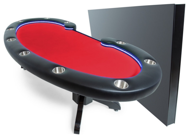 Lumen HD Poker Table, Red, Felt, With Dining Top - Traditional - Game ...