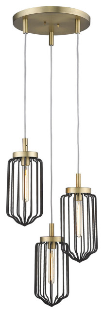 Reece 3-Light Aged Brass Chandelier - Industrial - Chandeliers - by ...