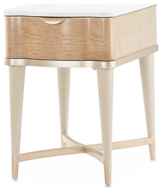 Malibu Crest Wood & Marble End Table - Blush/Chardonnay - Midcentury ...