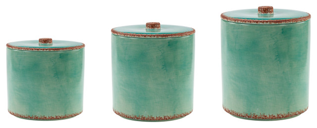 Patina Turquoise Canister Set, 3 Piece - Farmhouse - Kitchen Canisters ...