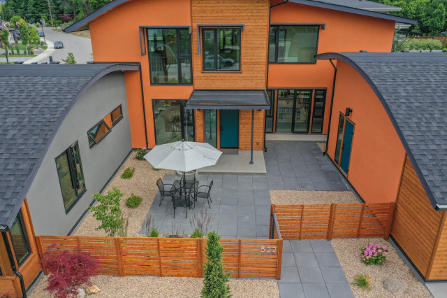 Custom solar shade eyebrows over exterior windows - Contemporary ...