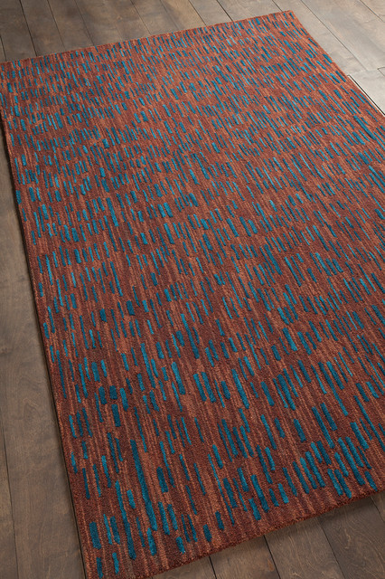 Misty Contemporary Area Rug, Brown and Blue, 7'9x10'6 - Contemporary ...