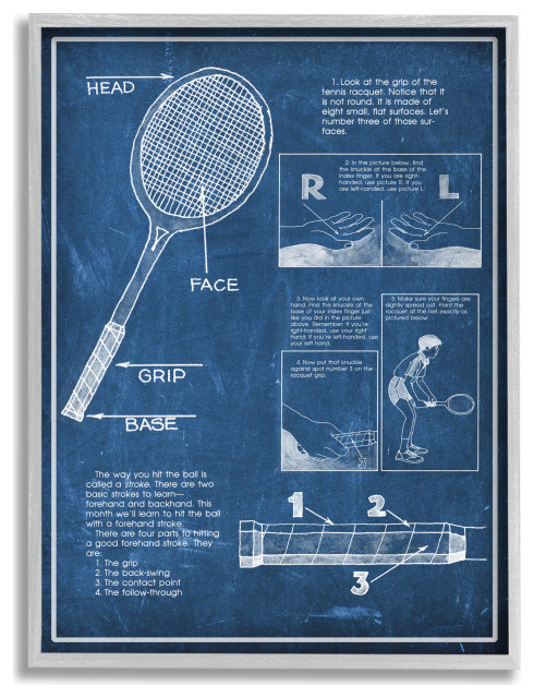 Tennis Racquet Blueprint Sports Design, 11"x14" - Contemporary - Prints ...