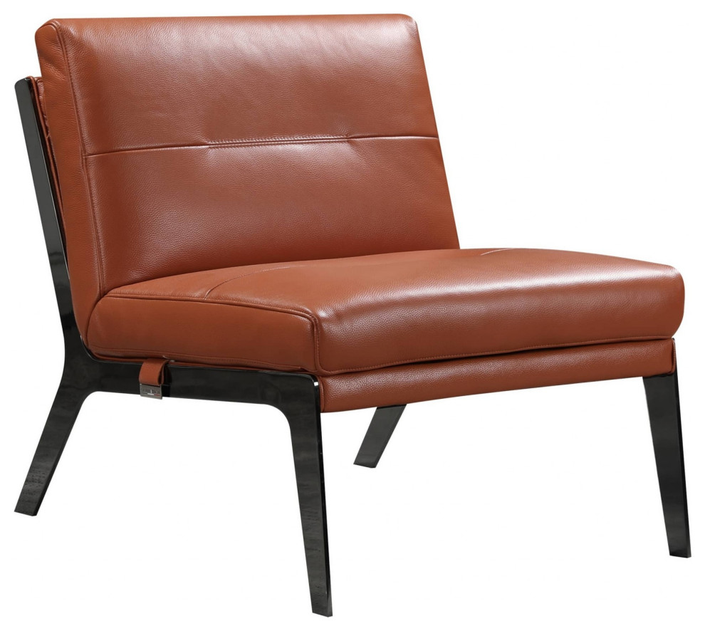 HomeRoots 30" X 33" X 31" Camel Leather Accent Chair - Midcentury ...