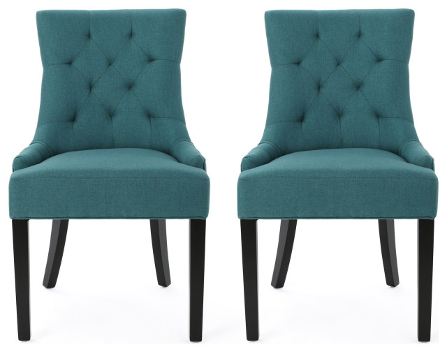 Set of 2 Dining Chair, Padded Seat & Diamond Buttonless Tufted Back ...