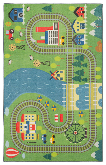 Mohawk Home Train Track Play Multi 3' 4" x 5' Area Rug, 5' x 8 ...