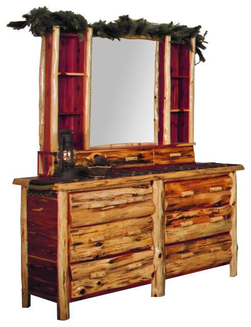 Red Cedar Log Canopy Bedroom Set, Queen - Rustic - Bedroom Furniture ...
