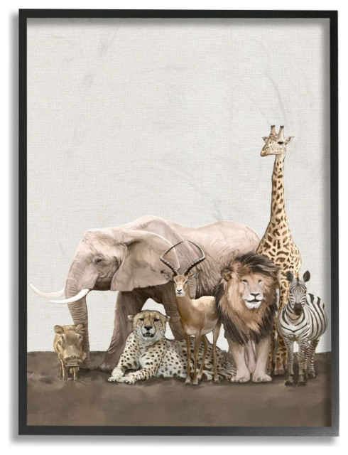 Wild Zoo Animals Elephant Lion Giraffe Zebra Design, 11"x14 ...