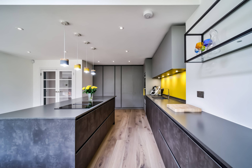 Modern Grey & Yellow Kitchen in Ham - Modern - Kitchen - London - by ...