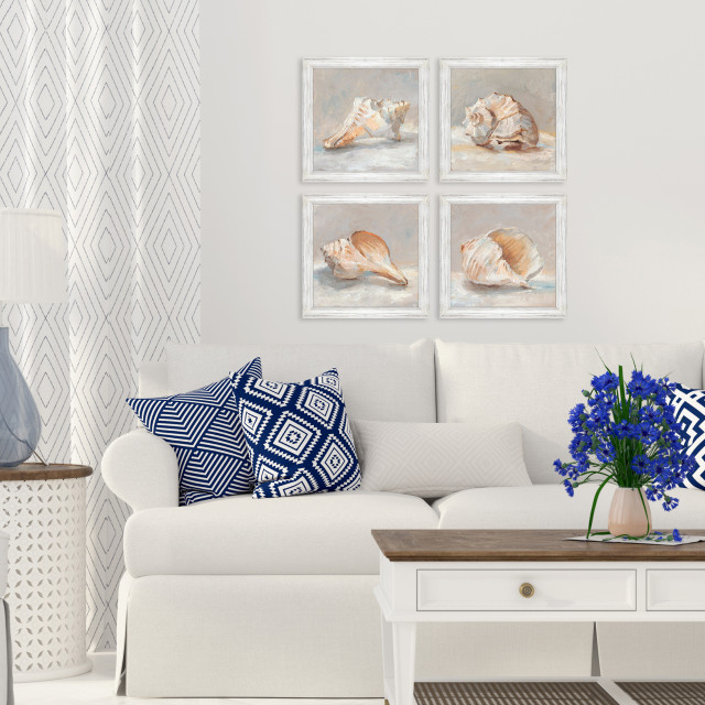 Shell Study Artwork, 4-Piece Set - Beach Style - Prints And Posters ...