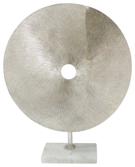Metal Disk Sculpture On Stand, Silver - Contemporary - Decorative ...