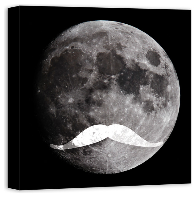 "Moustache Moon" Canvas Wall Art, 20"x20", 20x20 - Transitional ...