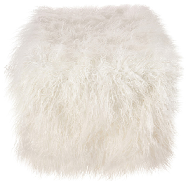 Mongolian Faux Fur Runner, Ivory, 16"x72", 16"x72" - Contemporary ...