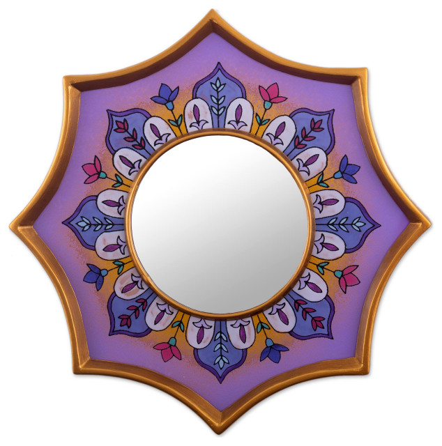 Novica Handmade Colonial Crown Purple Reverse-Painted Glass Wall Accent ...